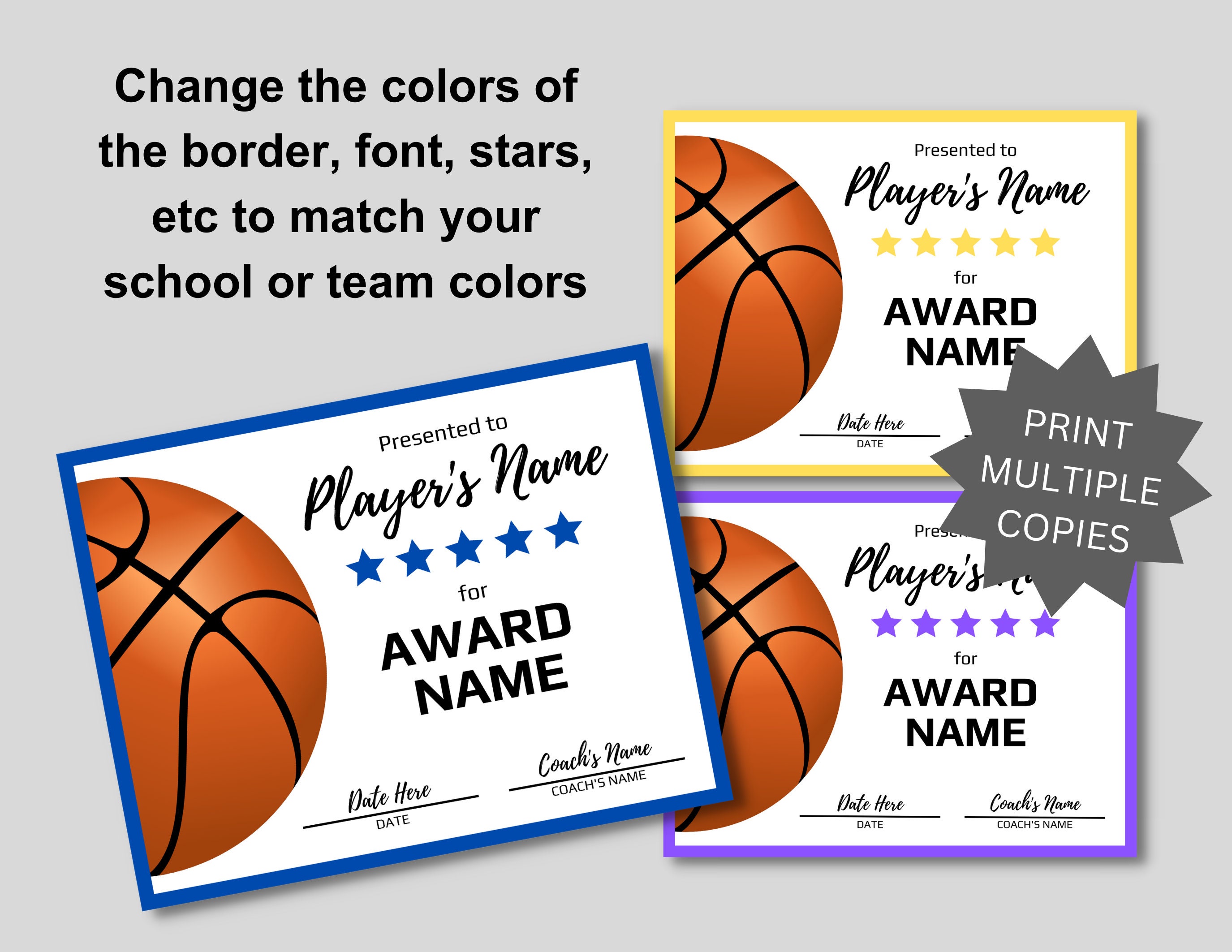 EDITABLE Basketball Award Certificates | Basketball Awards | End of ...