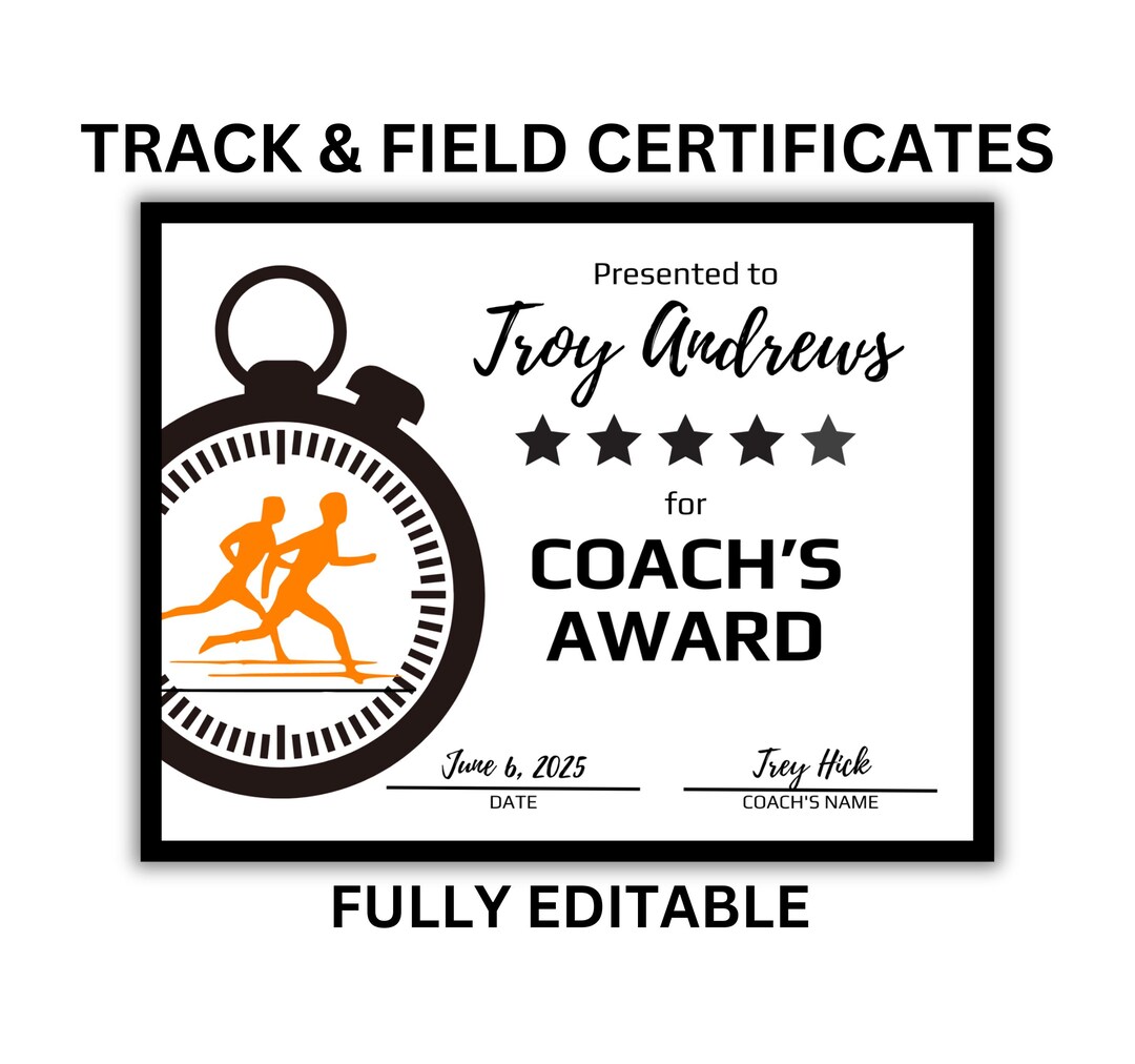 EDITABLE Track & Field Award Certificates | Track and Field Awards ...