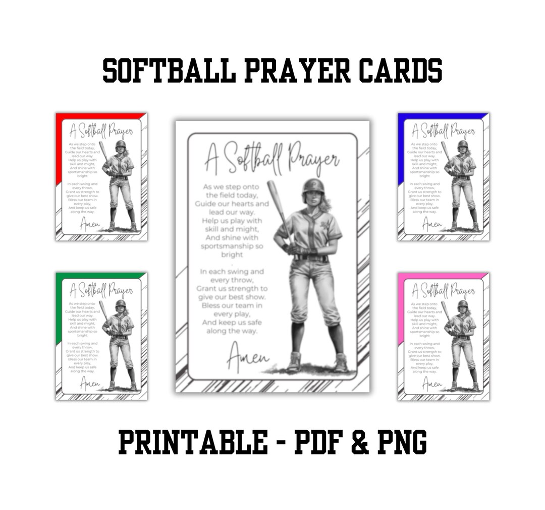 Softball Prayer Cards Gift Tag: Support With Inspirational Quotes ...