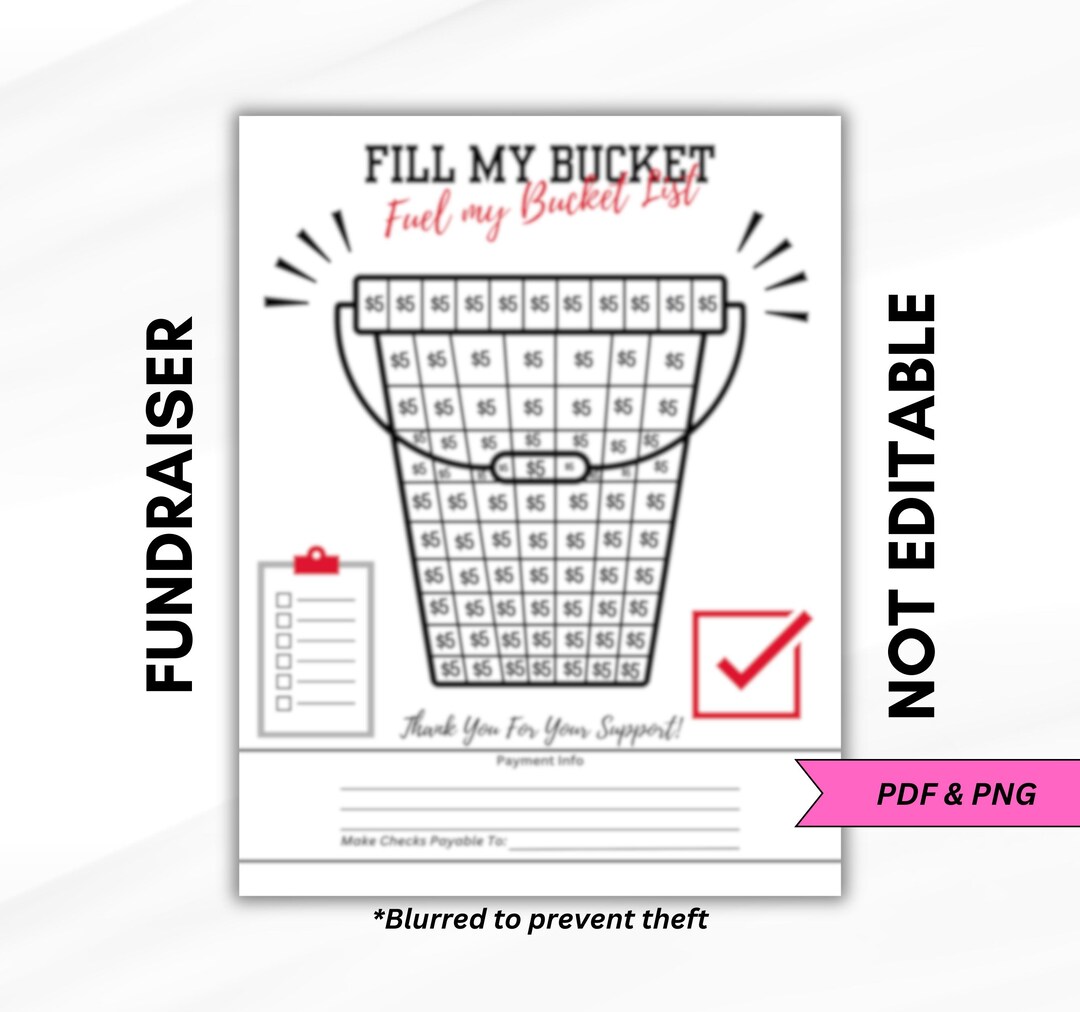 Fill My Bucket Fundraiser, PNG PDF 8.5" X 11" Color-in Donation Spots ...