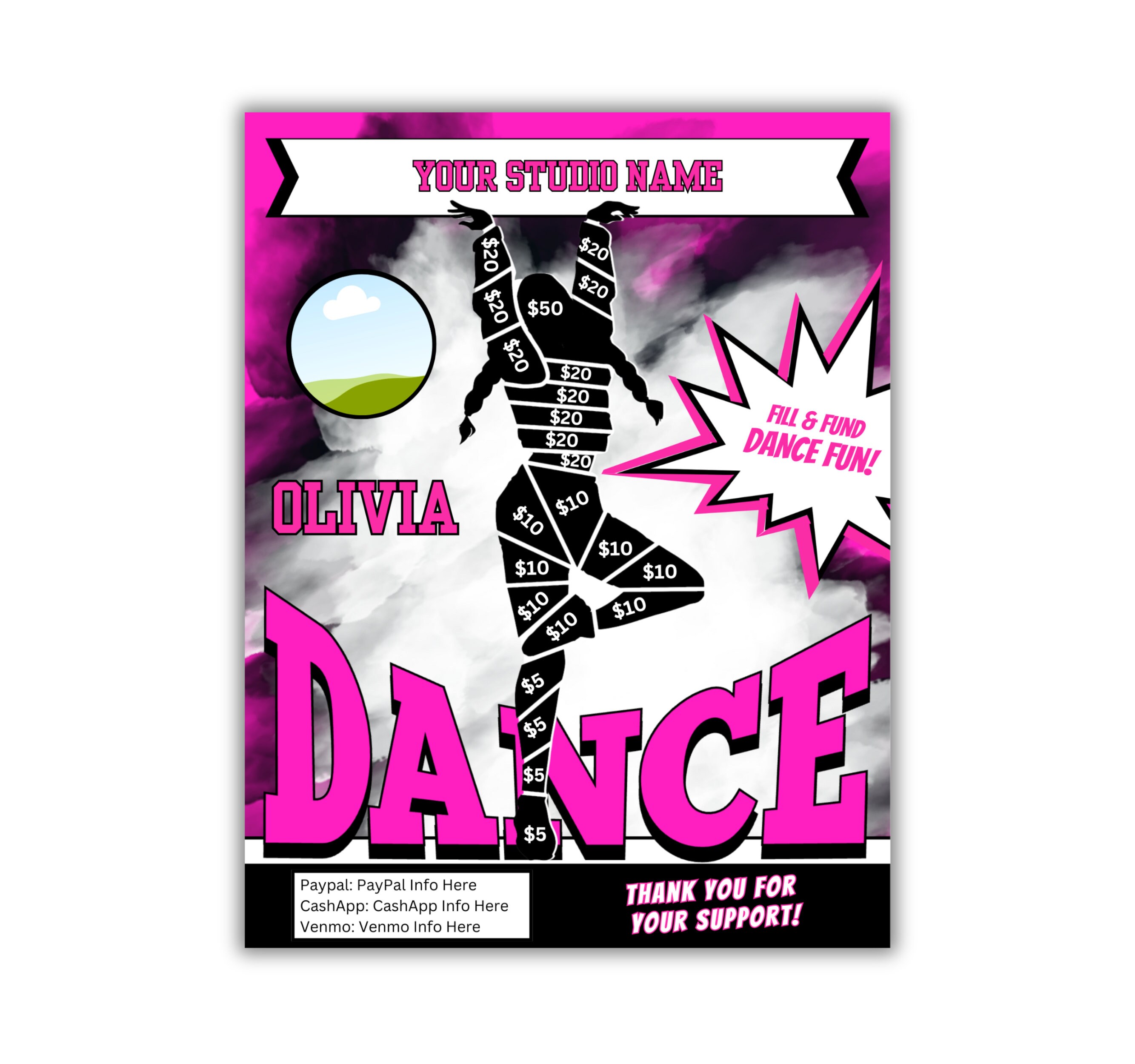 EDITABLE DANCE Fill and Fund Fundraiser Dance Fundraiser Sheet Dance ...