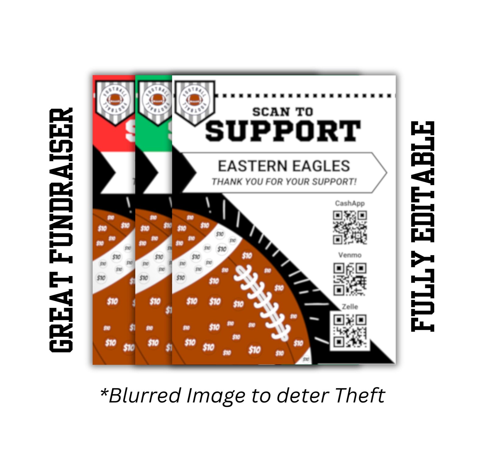 FOOTBALL Fundraiser With QR Code, Color Changing, Custom Template ...