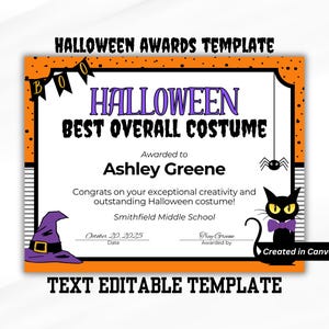 Halloween Costume Award Certificates Best Costume, Scariest, Most ...