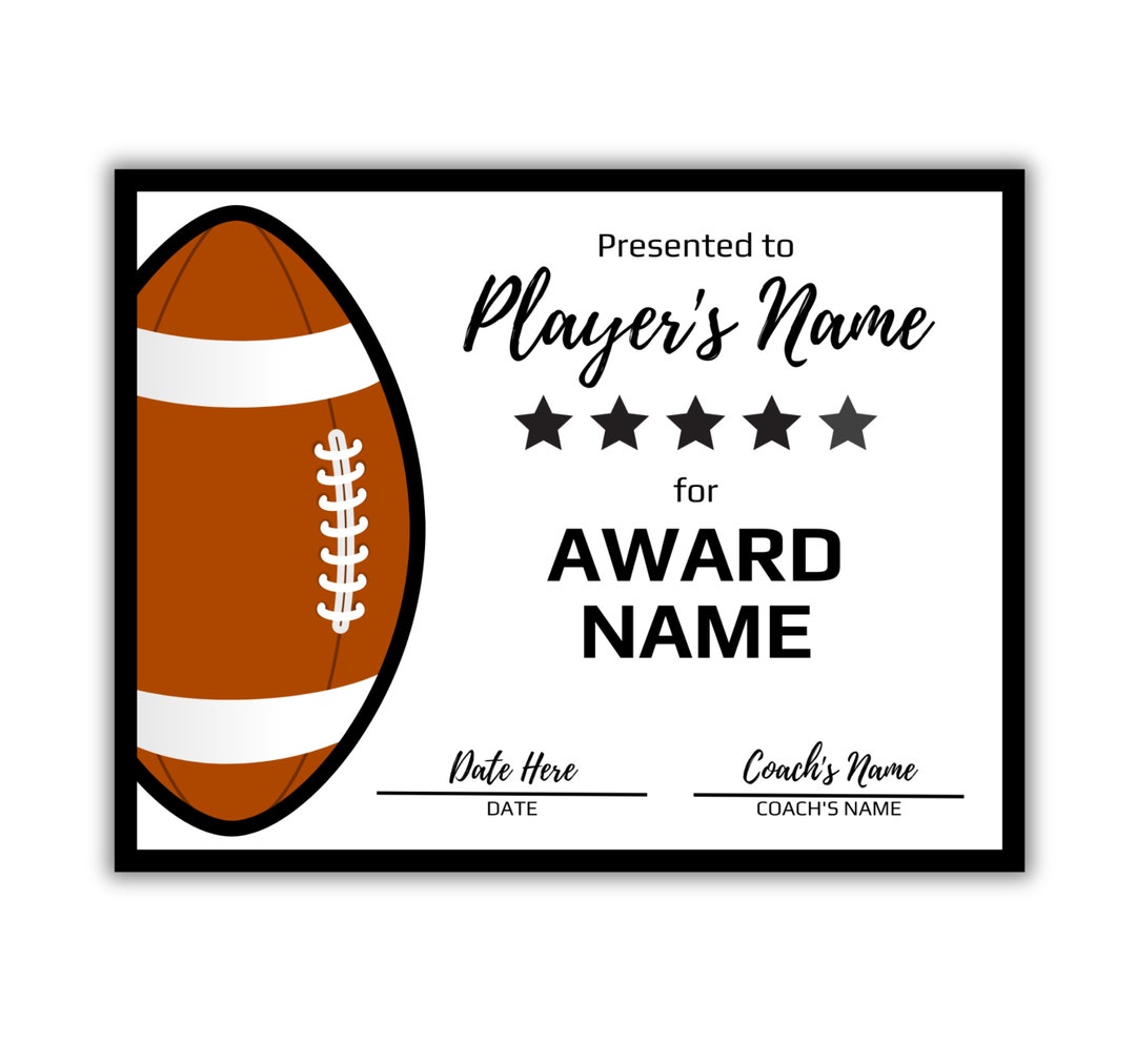 Football Award Certificates EDITABLE Football Awards End of Year Awards ...