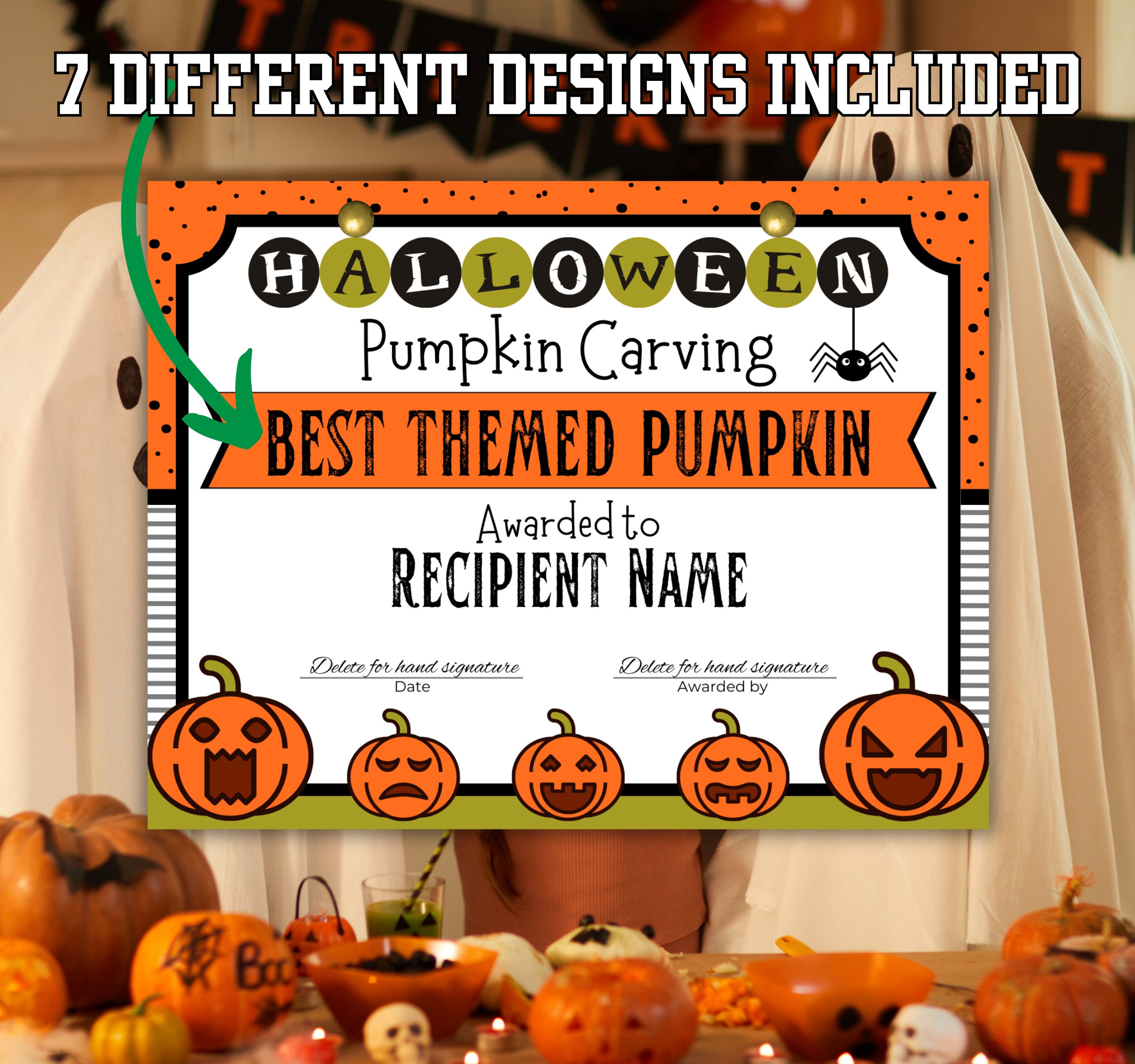 Halloween PUMPKIN CARVING Award Certificates - Fully Editable, Fun ...