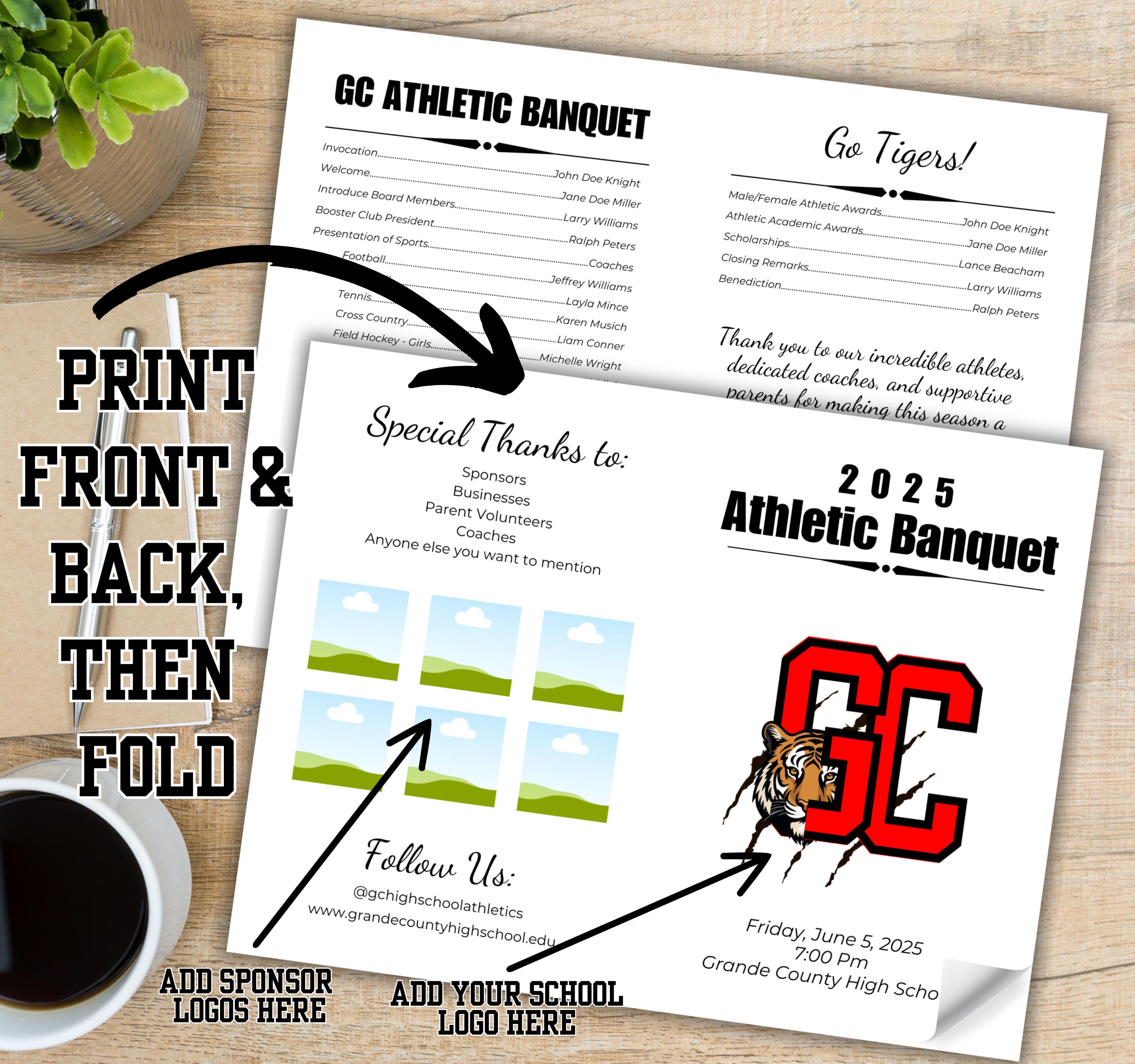 Athletic Banquet Program Template, Sports Event, Great for Schools and ...