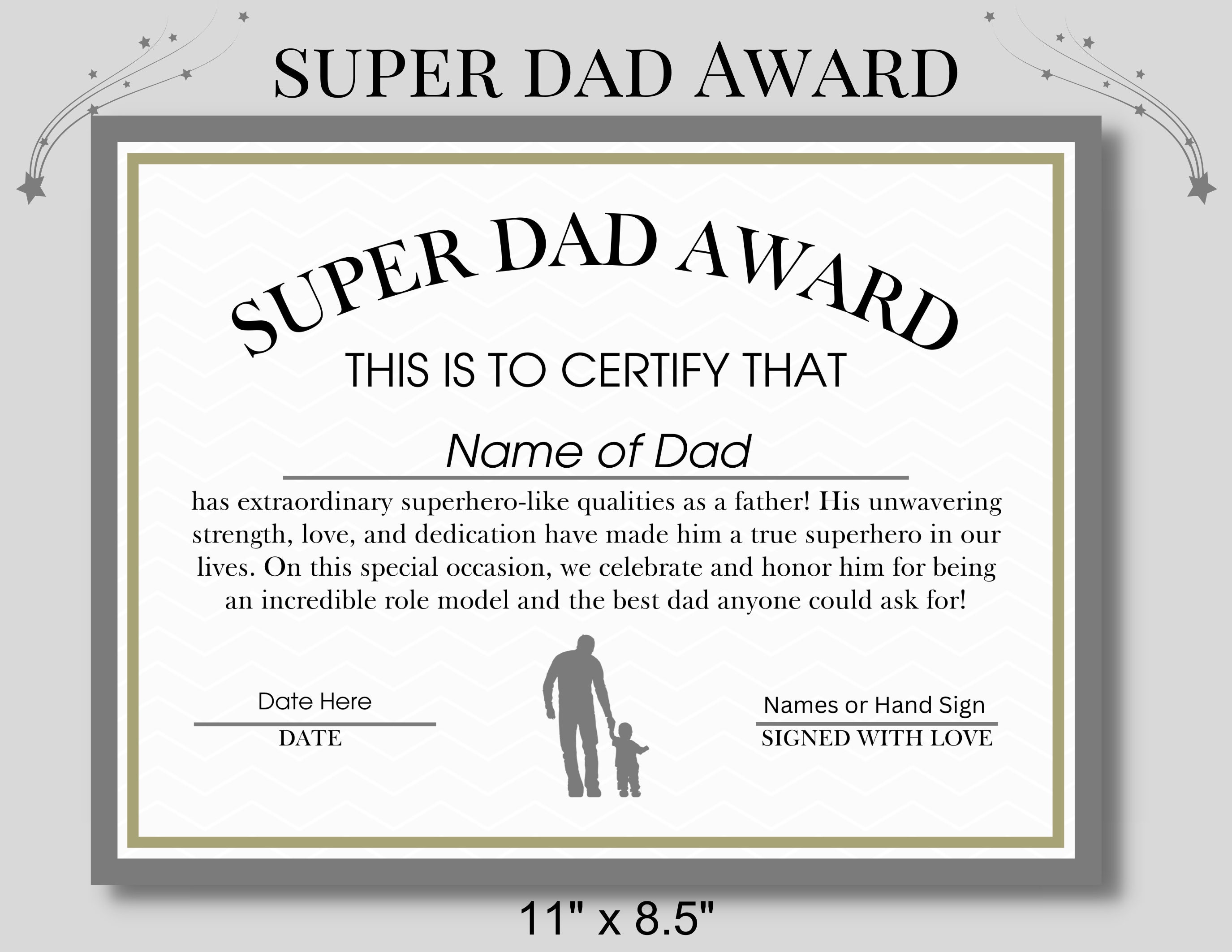 FATHER'S DAY AWARD Certificate Celebrate Dad's Superpowers With a ...