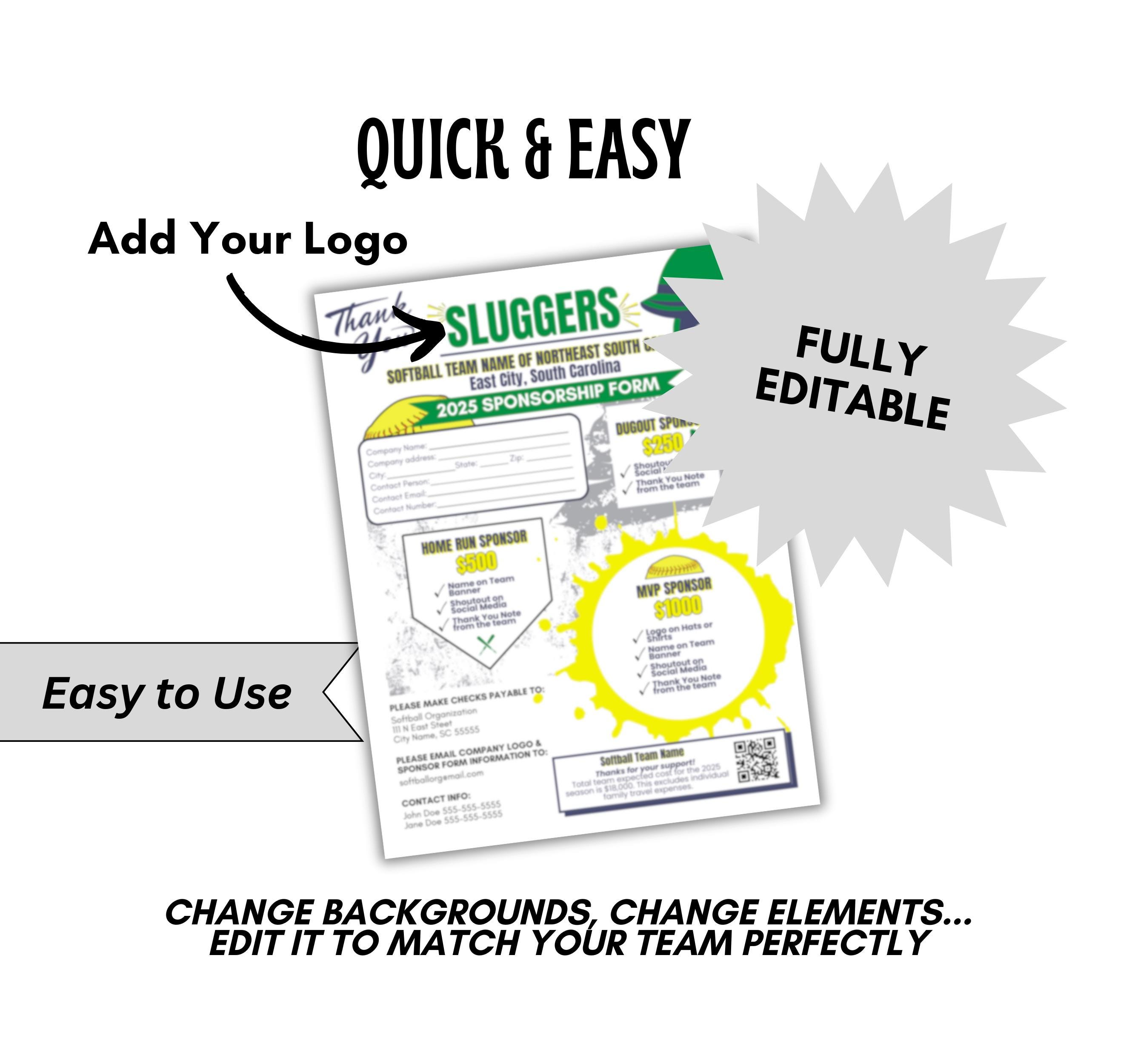 Editable Softball Sponsorship Flyer Template | Canva Sports Fundraiser ...
