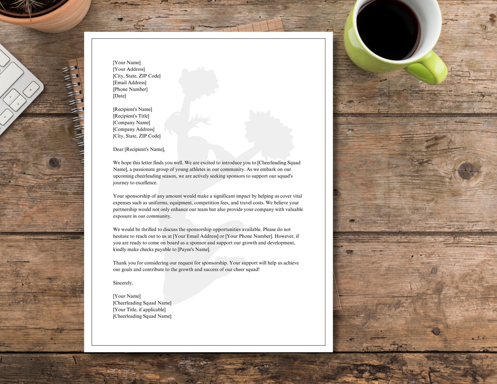 CHEER Sponsorship Letter: Customize and Support Your Local Cheer Squad ...