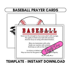 BASEBALL PRAYER Cards for Your Team's Strength and Spirit! , Softball ...