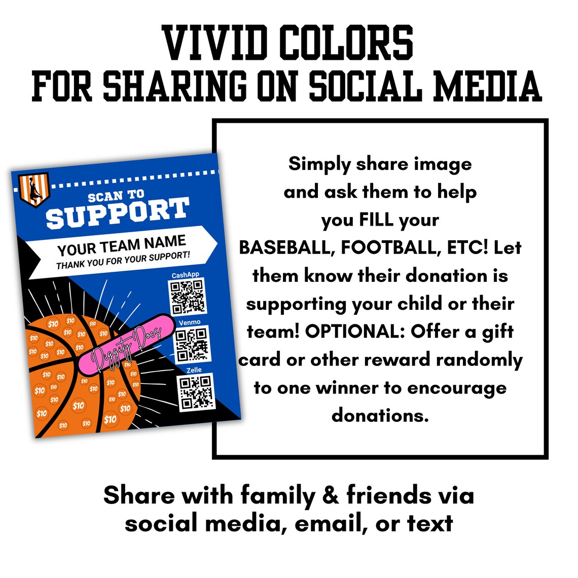 BASKETBALL FUNDRAISER With QR Code, Color Changing, Custom Template ...