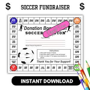 SOCCER Fundraiser Printable | Donation Board Bash | AAU Travel ...