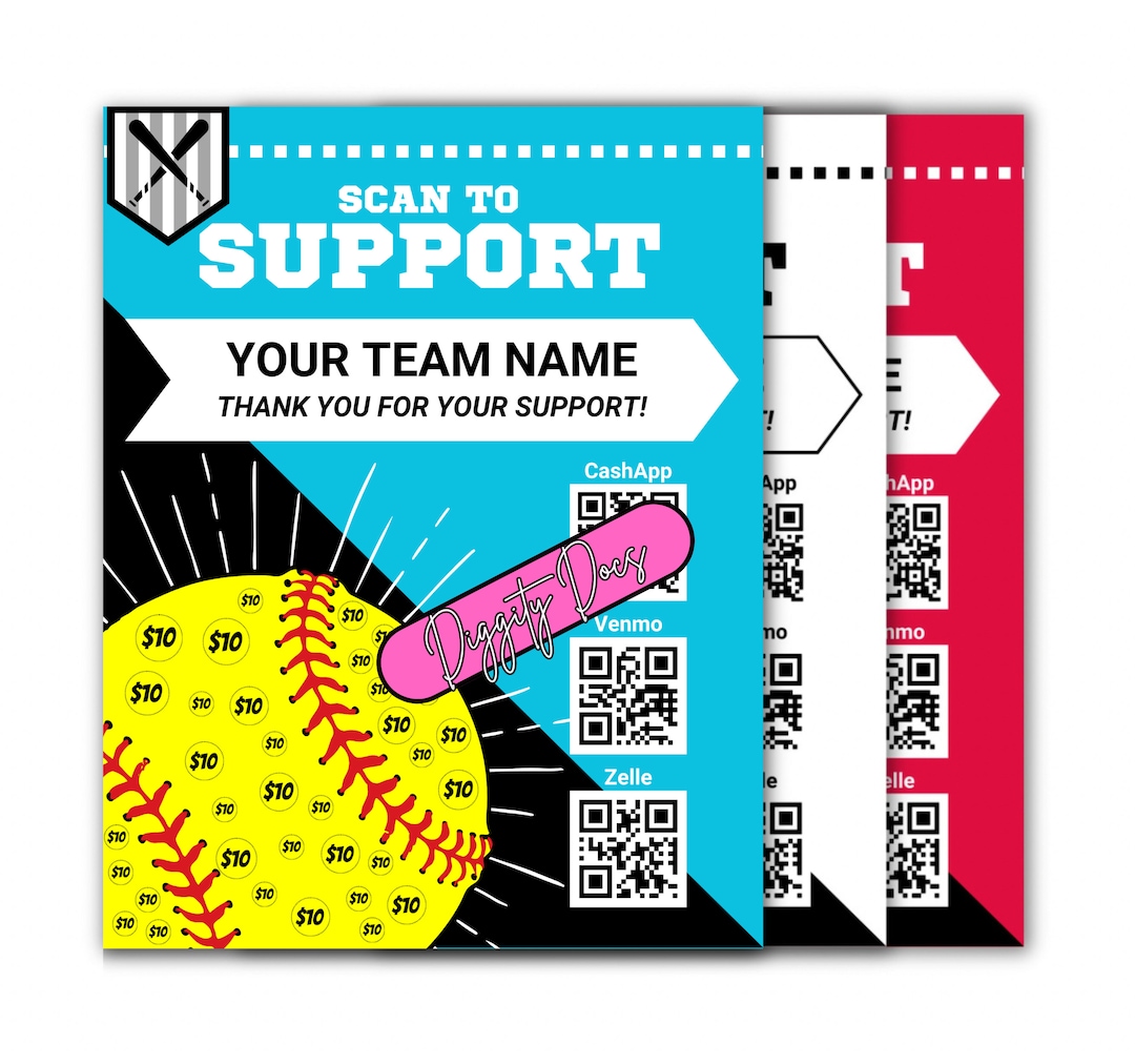 SOFTBALL Fundraiser With QR Code, Color Changing, Custom Template ...