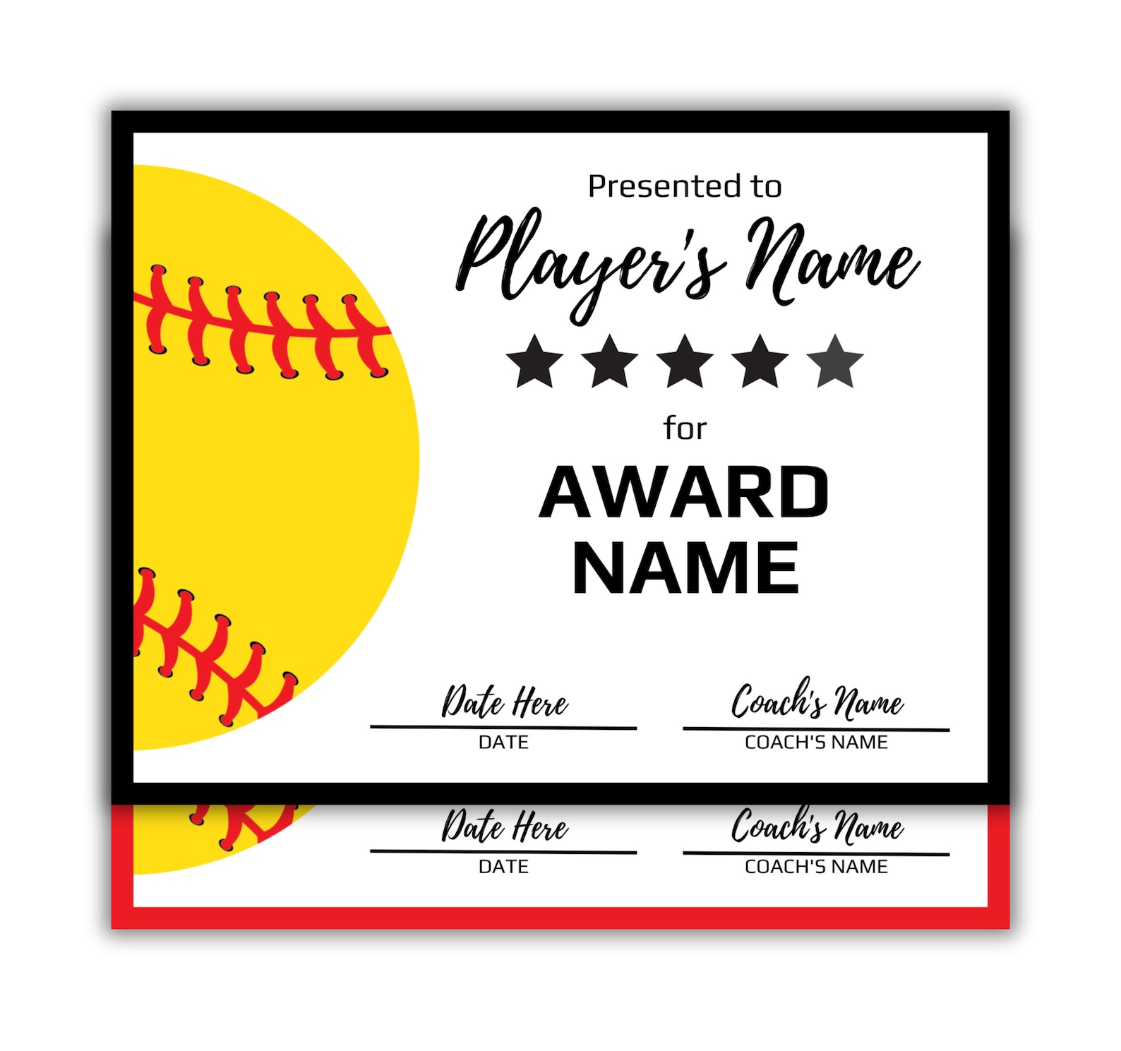 EDITABLE Softball Award Certificates Softball Awards End of Year Awards ...