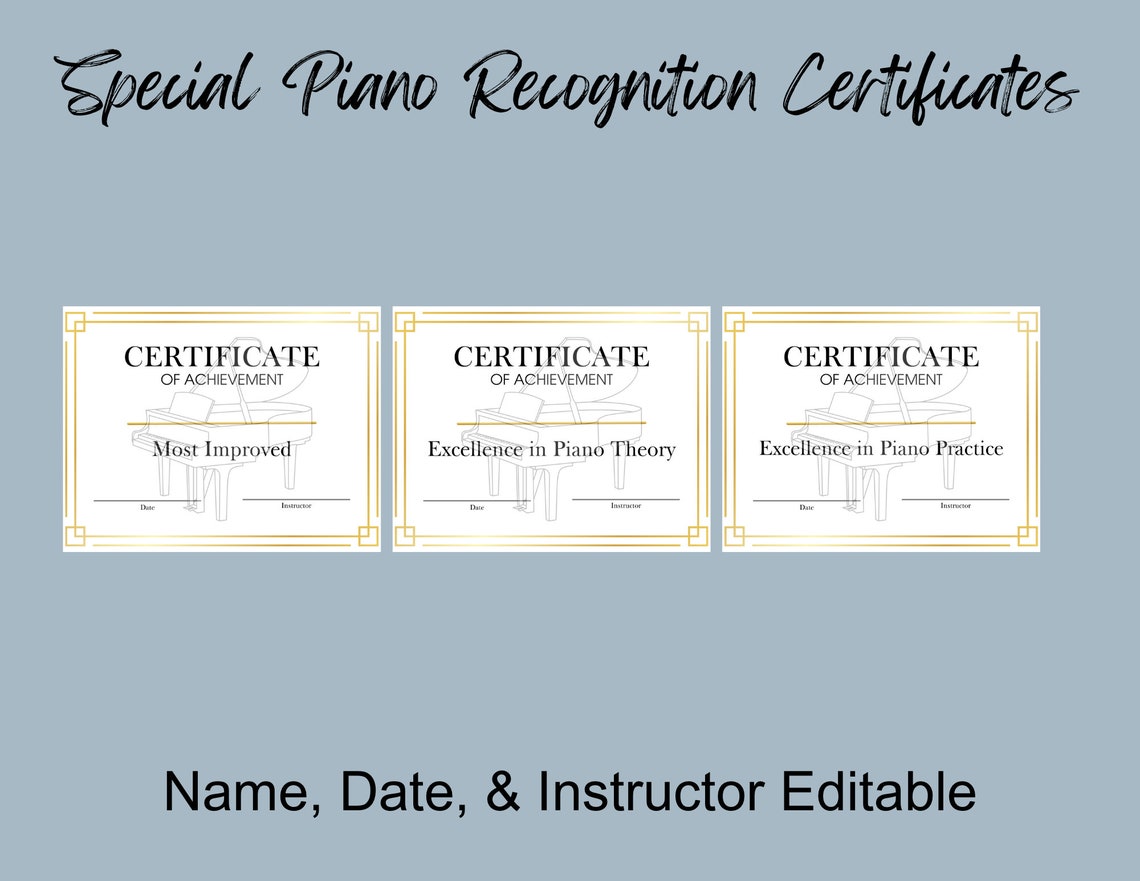 EDITABLE PIANO RECITAL Certificates Piano Awards Piano - Etsy