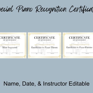 EDITABLE PIANO RECITAL Certificates Piano Awards Piano - Etsy