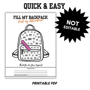 FILL MY Backpack Fundraiser | Printable 8.5" X 11" Color-in Donation ...