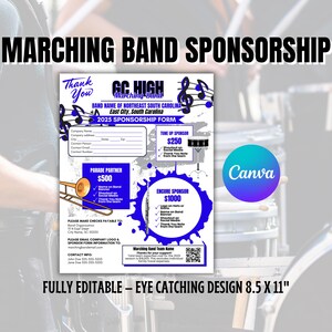Marching Band Sponsorship Flyer Template | Fundraiser Form for Schools ...