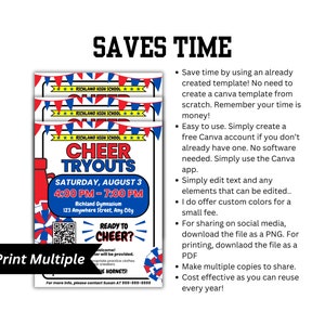 EDITABLE CHEER TRYOUT Flyer for High School or Competitive Cheer, Fully ...