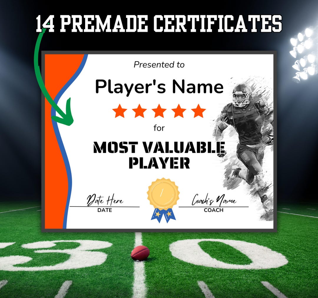 Football Award Certificates EDITABLE | Football Awards | End of Year ...