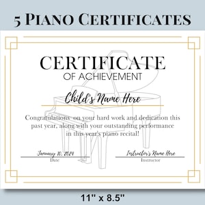 EDITABLE PIANO RECITAL Certificates | Piano Awards | Piano Theory ...