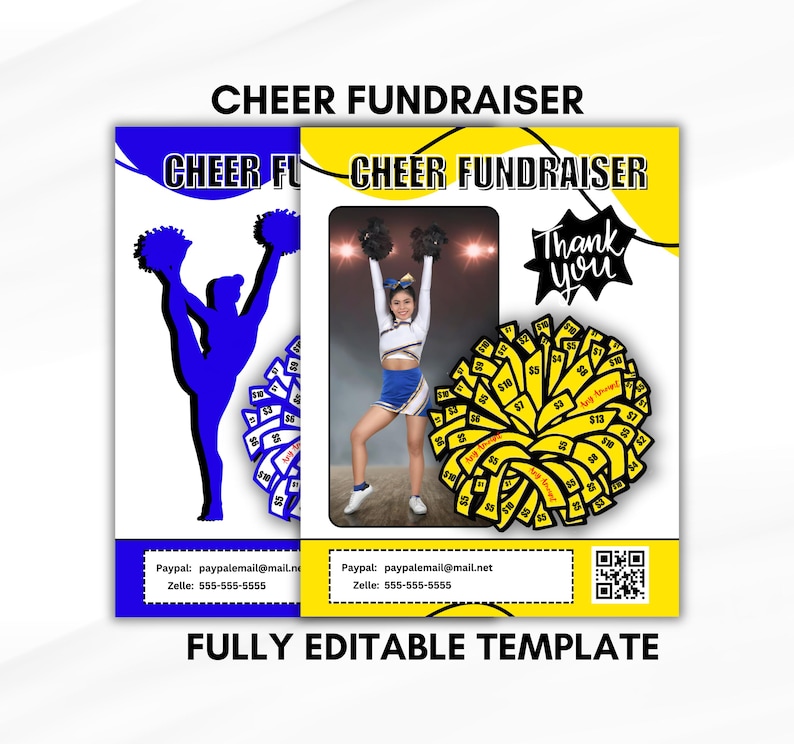 Editable Cheer Fundraiser Templates - Pom Pom Donation for Cheer Teams ...