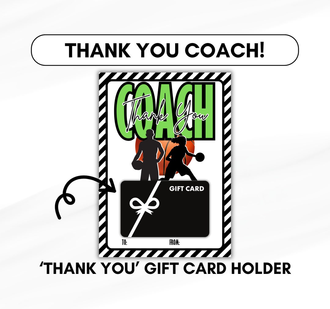 Basketball COACH Appreciation Gift Card Holder, Printable, Thank You ...