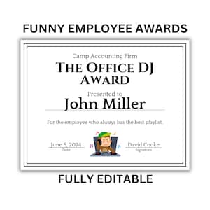 Editable Funny Employee Awards - 30 Hilarious Office Recognition ...