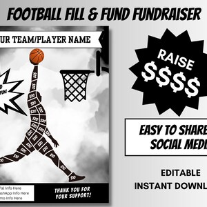 EDITABLE BASKETBALL Fill in Fundraiser Template Basketball Fill & Fund ...