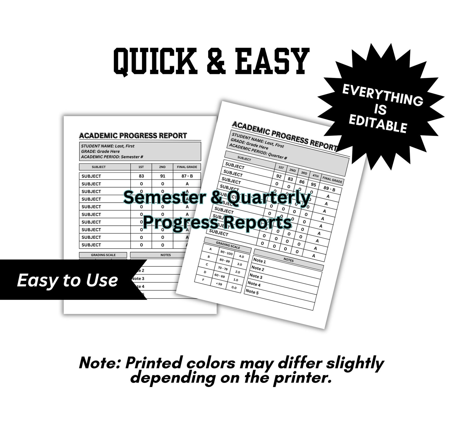 Homeschool Record Keeping Set: Editable Progress Reports, Transcripts ...