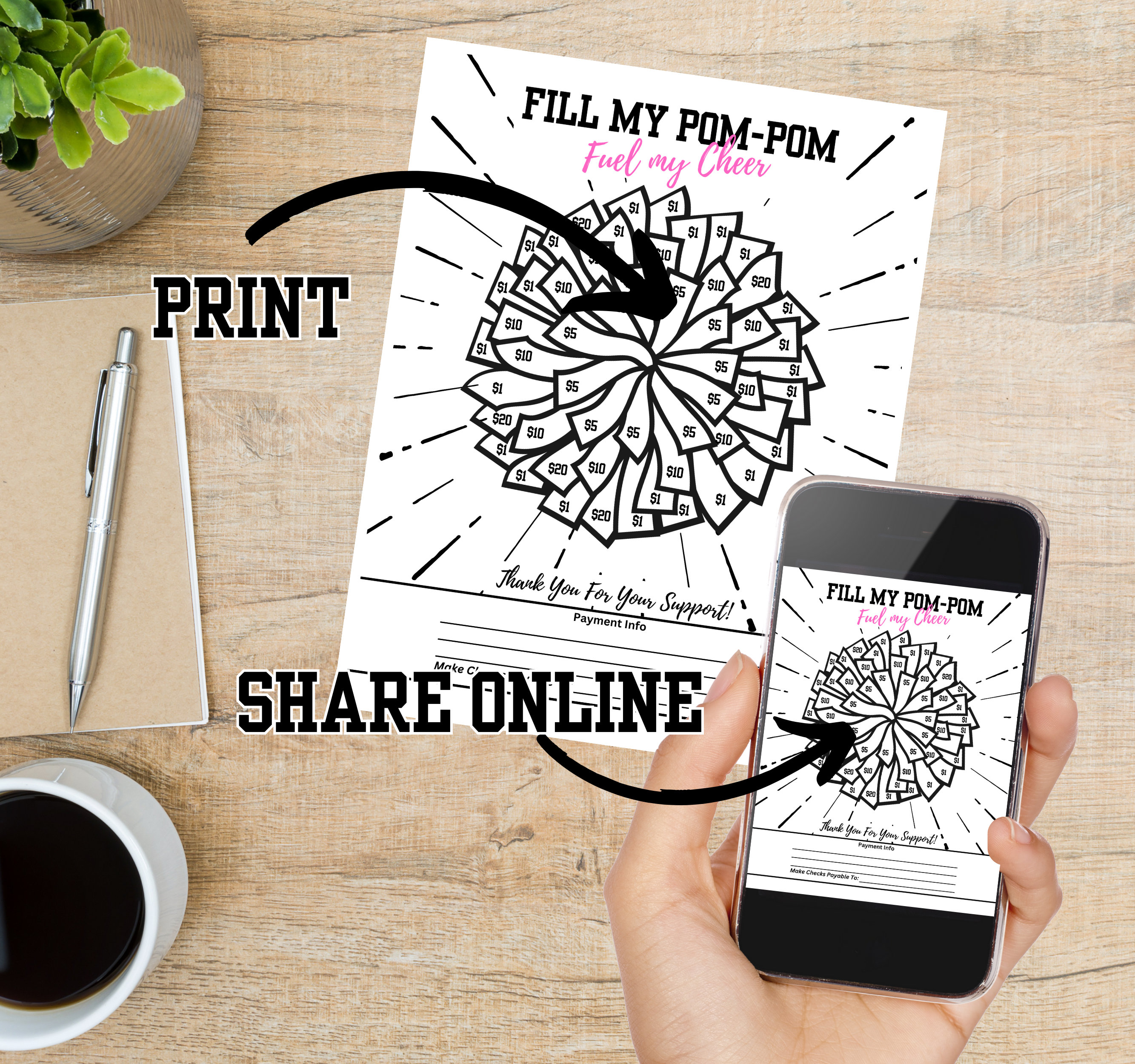 Cheer Fundraiser Printable | FILL MY Pom-pom | Cheer Comp ...