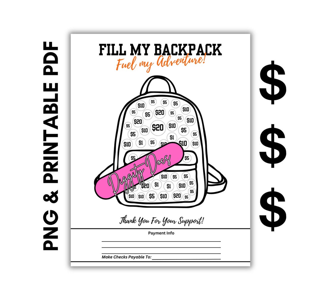 FILL MY Backpack Fundraiser | Printable 8.5" X 11" Color-in Donation ...