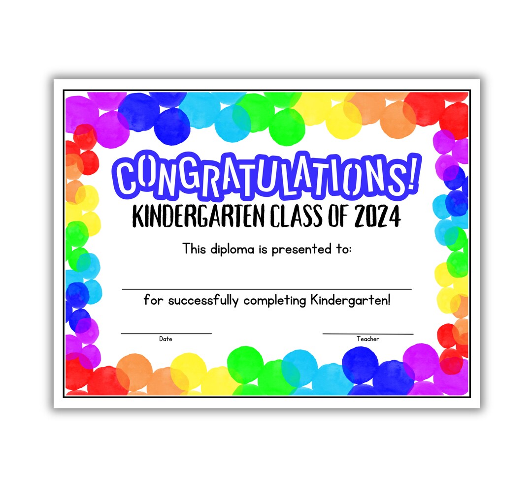 Kindergarten Graduation Diploma Printable With Bonus Activities Bright ...