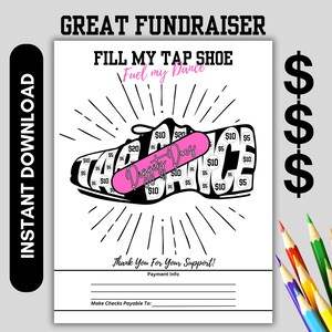 Fill My TAP SHOE Fundraiser | Printable 8.5" X 11" | Color-in Donation ...