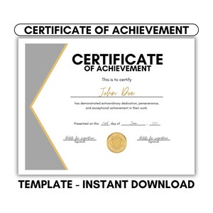 Certificate of Achievement Professional Template | Customizable ...