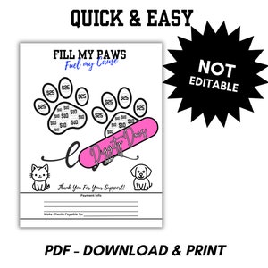FILL MY PAWS Fundraiser | Printable 8.5" X 11" | Color-in Donation ...