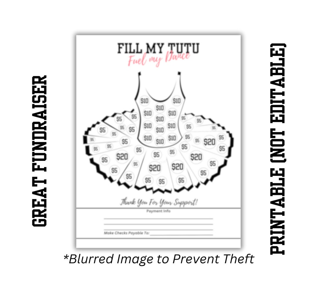 Fill My TUTU Fundraiser | Printable 8.5" X 11" | Color-in Donation ...