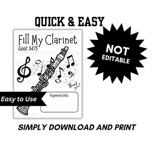 Fill My Clarinet Fundraiser Tracker Printable, Digital Download PDF ...