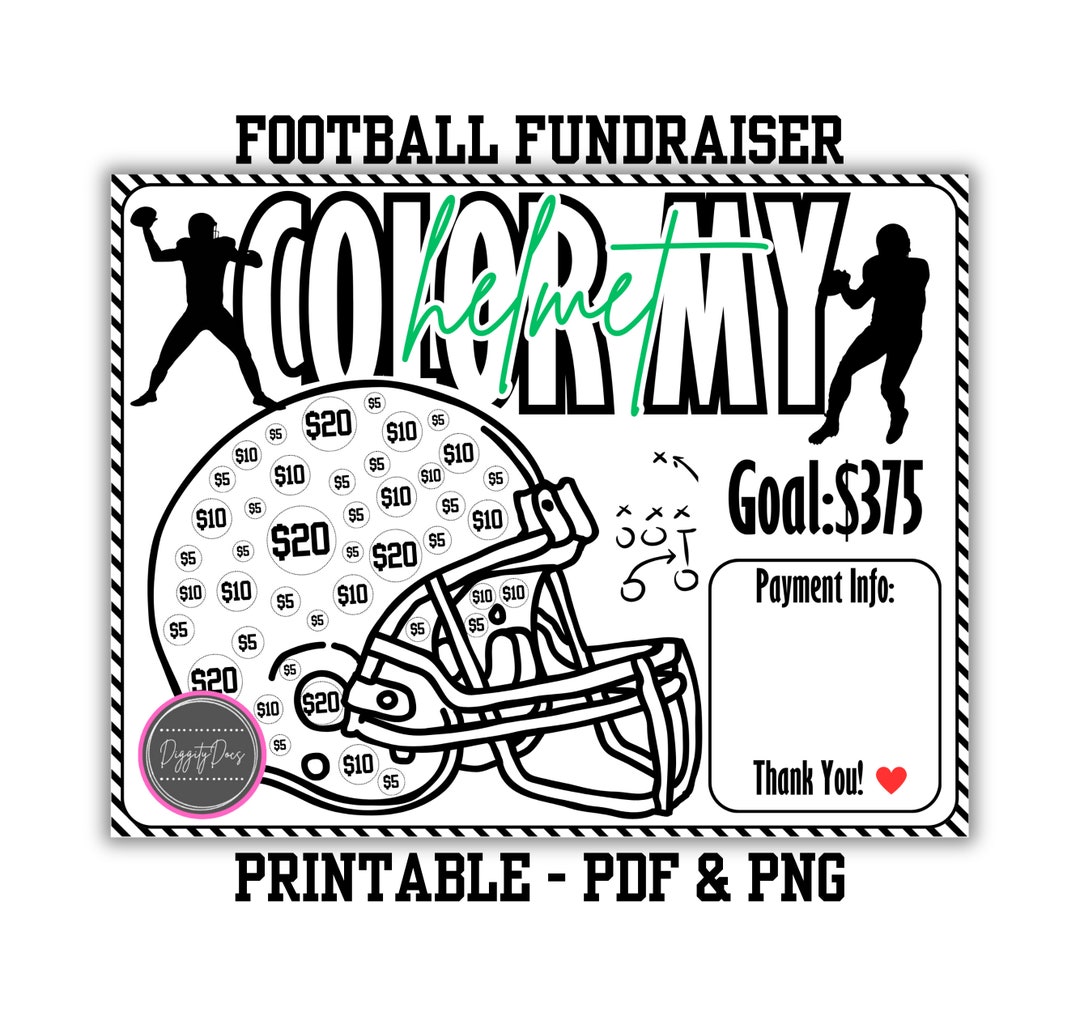 COLOR MY HELMET Football Fundraiser Fill My Football Helmet Youth ...