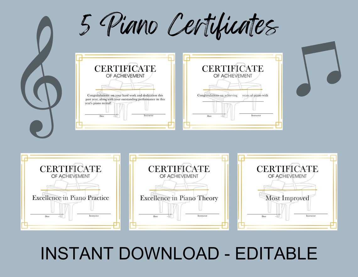 EDITABLE PIANO RECITAL Certificates Piano Awards Piano - Etsy