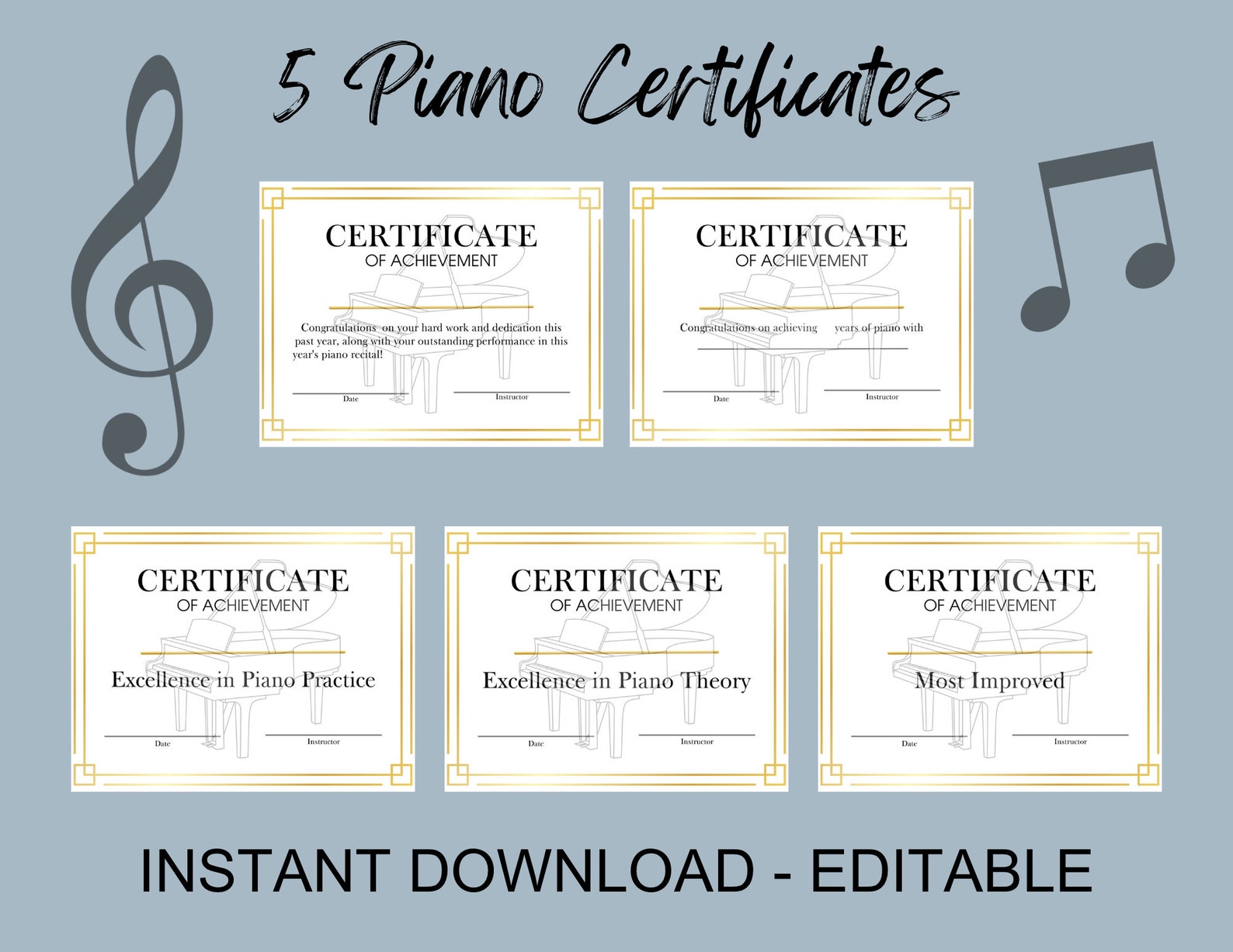 EDITABLE PIANO RECITAL Certificates Piano Awards Piano - Etsy