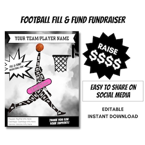 EDITABLE BASKETBALL Fill in Fundraiser Template Basketball Fill & Fund ...