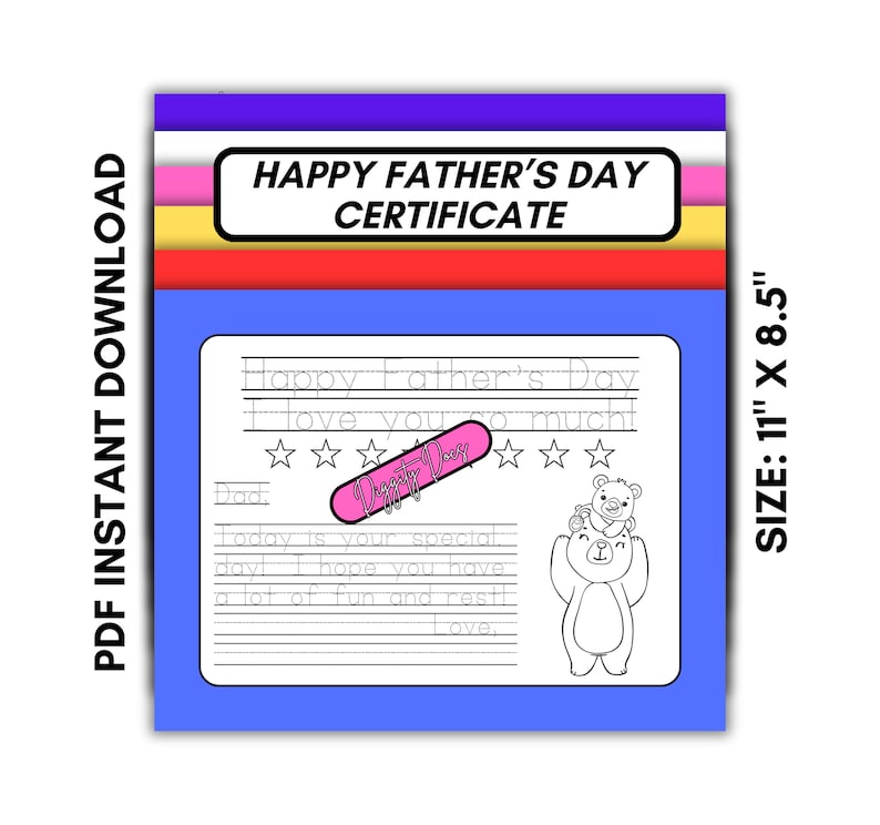 Father's Day Certificate PDF Printable - Print & Fill Out. Perfect Gift ...