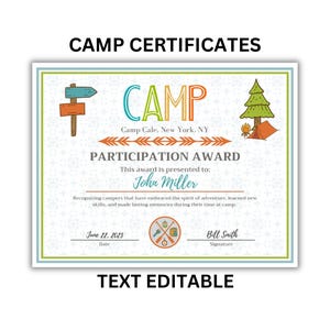 SUMMER CAMP Certificates | Personalize and Celebrate Camp Memories ...