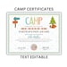 SUMMER CAMP Certificates | Personalize and Celebrate Camp Memories ...