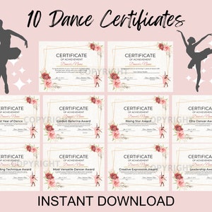 DANCE AWARD EDITABLE Certificates Bundle End of Year - Etsy