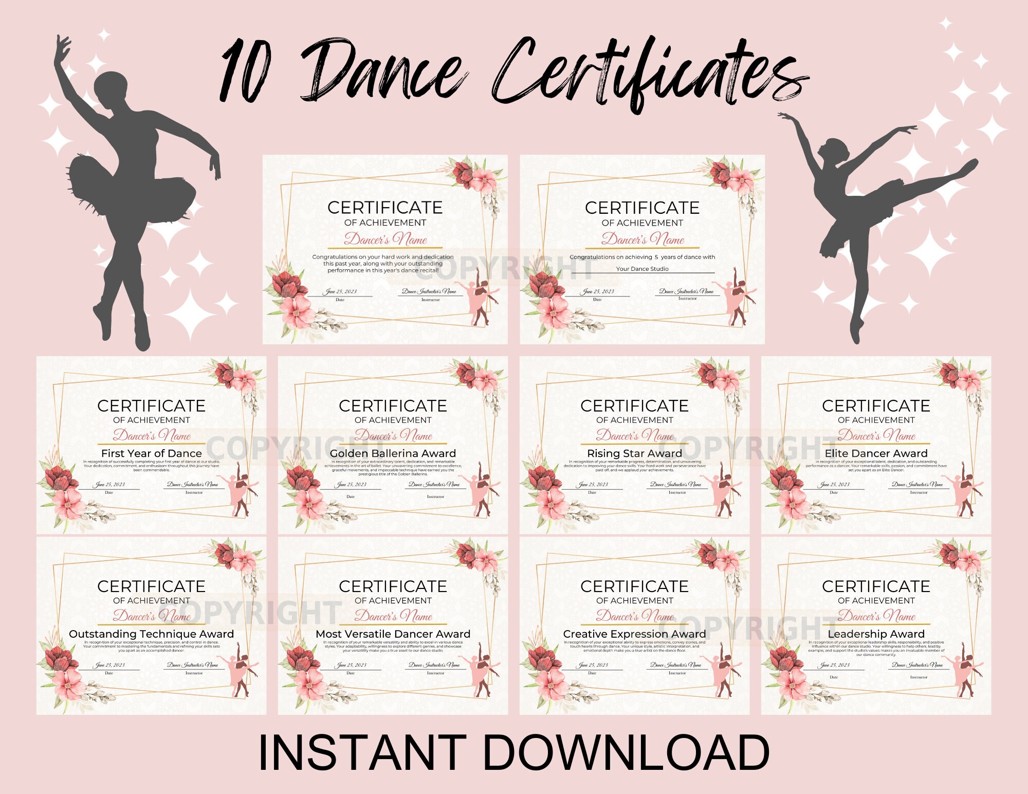 DANCE AWARD EDITABLE Certificates Bundle End of Year - Etsy