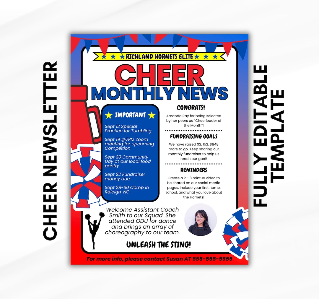 EDITABLE CHEER NEWSLETTER Flyer for High School or Competitive Cheer ...