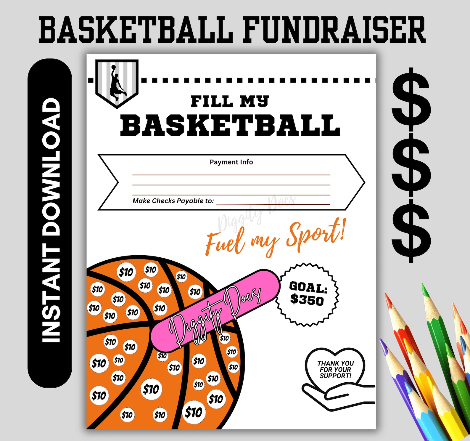 Fill My Baseball Baseball Fundraiser Printable 8.5 X 11 Color-in ...