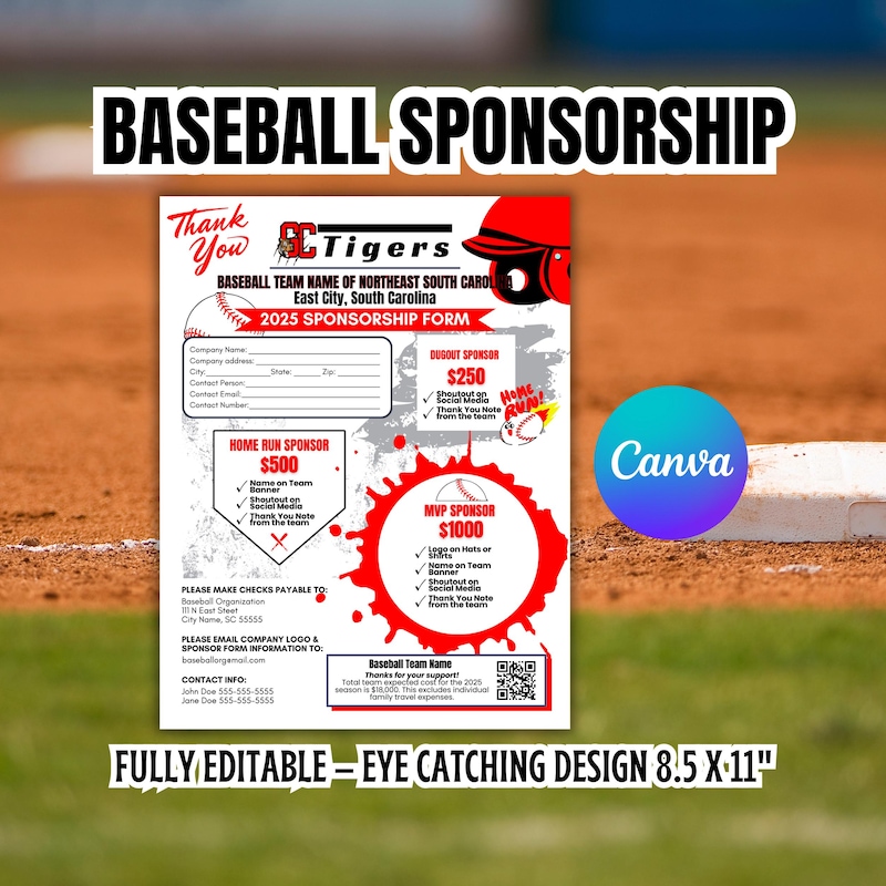 Sponsorship Form Baseball - Etsy